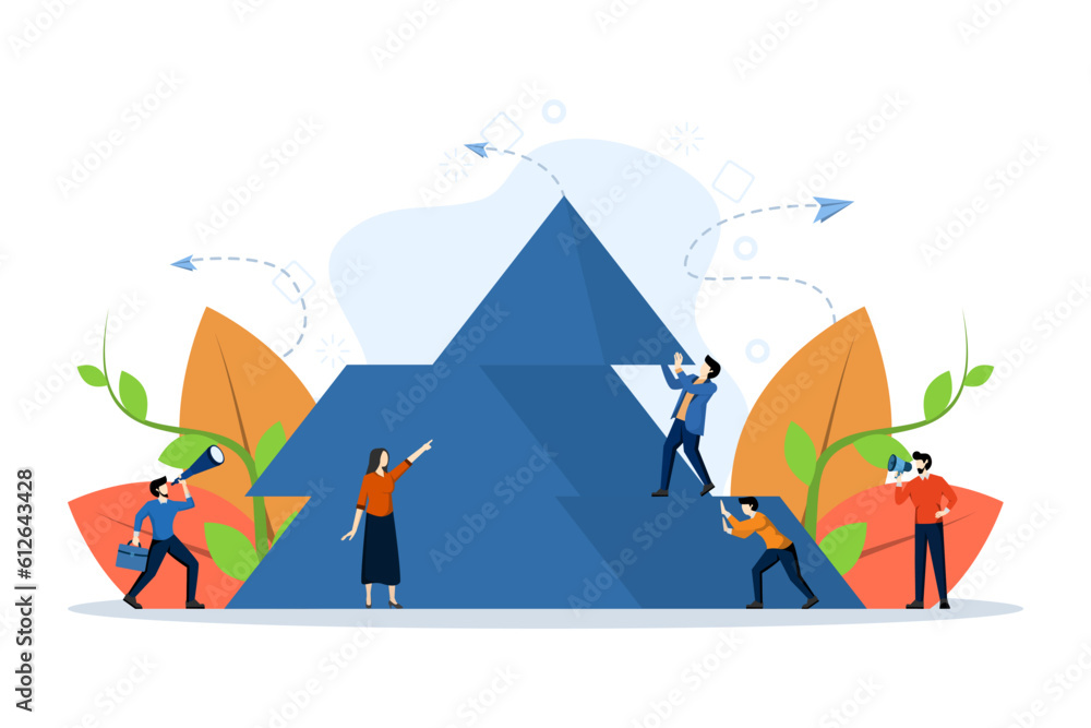 people connecting pyramid elements, concept symbol of teamwork ...