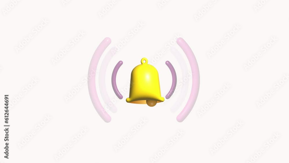 Bell 3D render logo alert. smart phone icon with gold bell a modern and ...