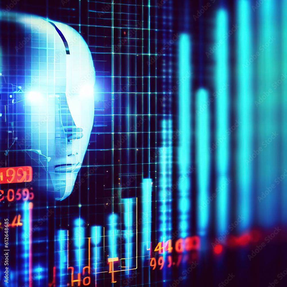 artificial intelligence in stock rise chart background with Generative ...