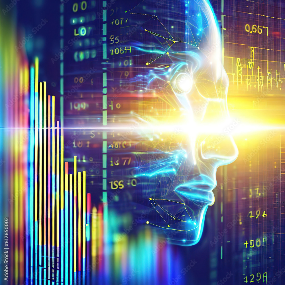 artificial intelligence in stock rise chart background with Generative ...