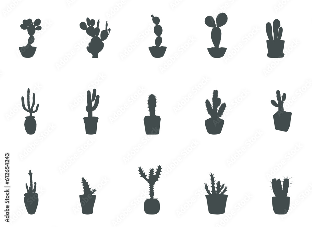 Cactus tree silhouette, Cactus silhouette, Cactus plants silhouette ...