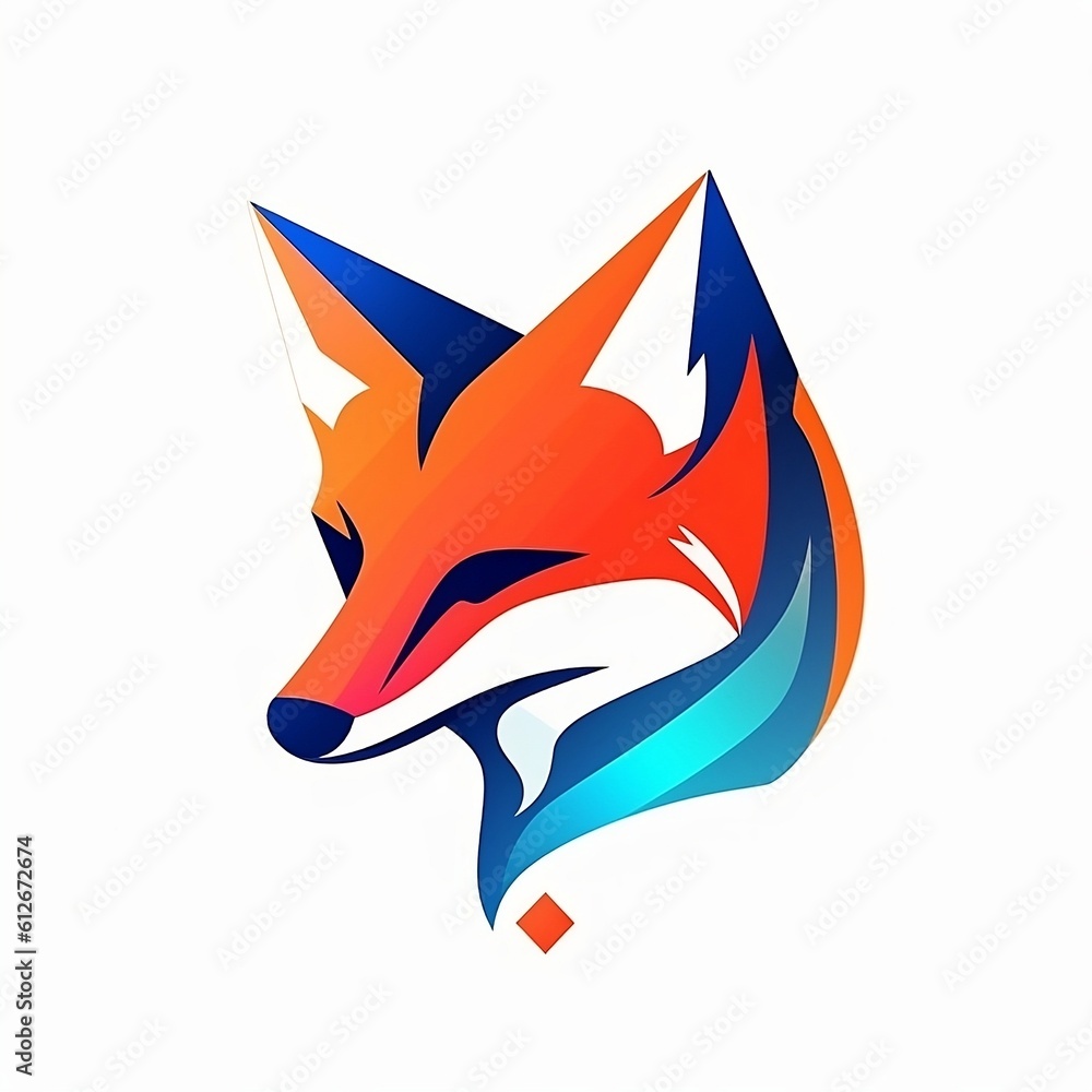 Red fox logo isolated on white background, Silhouette of wild fox head profile as icon of ...