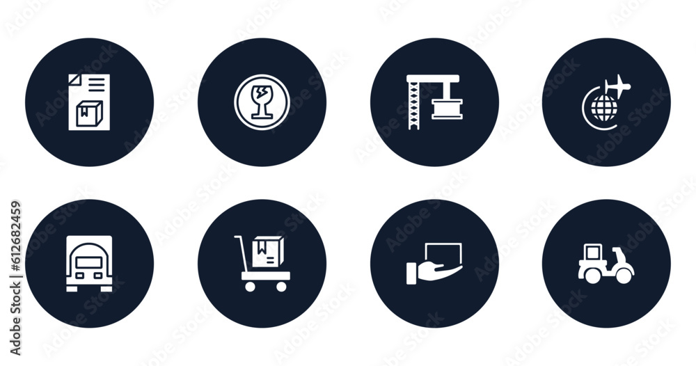 Vetor de delivery filled icons set. flat filled icons sheet included ...