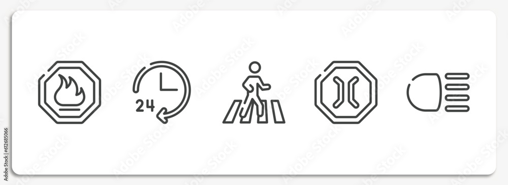 car dashboard signals outline icons set. thin line icons sheet included ...