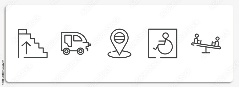 poi public places outline icons set. thin line icons sheet included ...