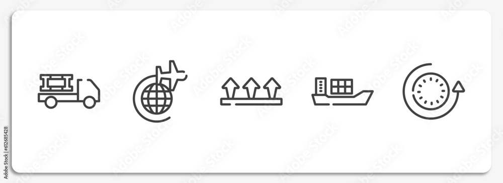 logistics delivery outline icons set. thin line icons sheet included ...