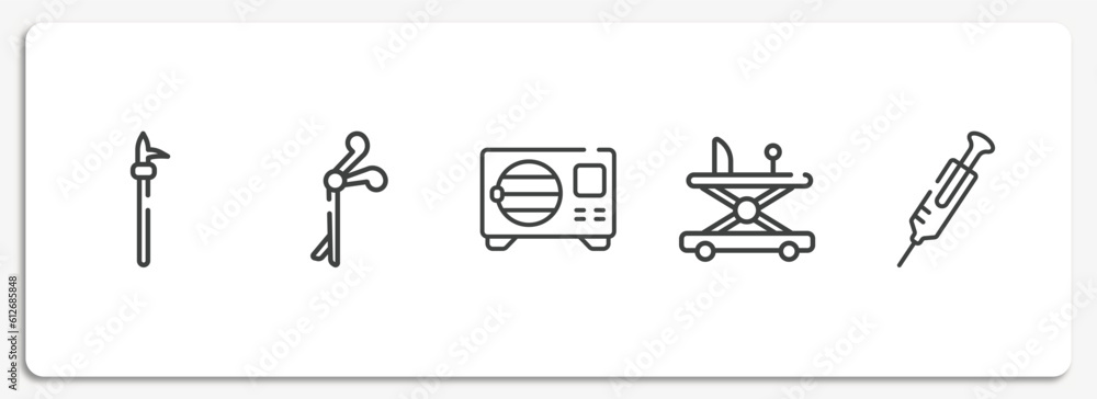 medical instruments outline icons set. thin line icons sheet included ...