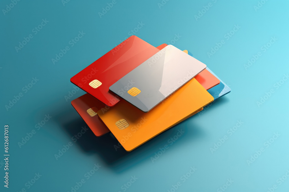 A stack of credit or debit cards close up view. Generated with AI ...