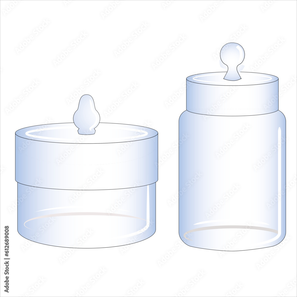 2D illustration of laboratory glass jars with lids Stock Vector | Adobe ...