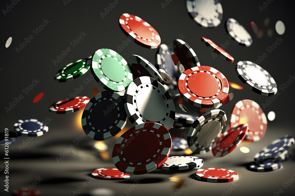 Casino Chips falling with dramatic lighting. Poker chips. Generative AI ...