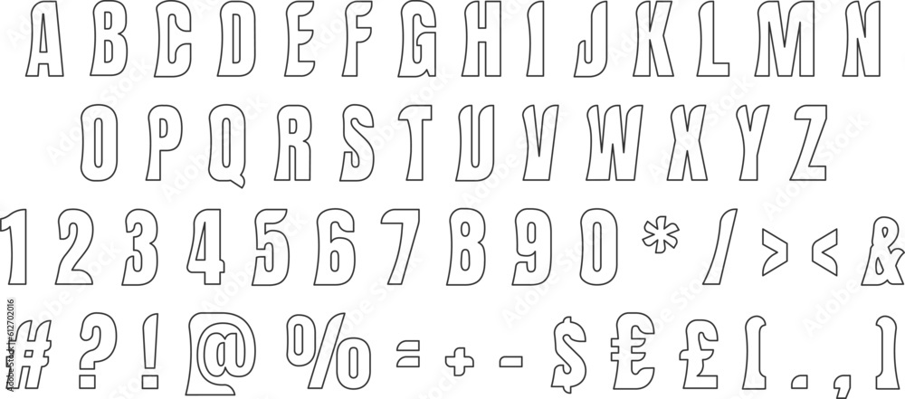 Black linear bold alphabet set. Vector decorative typography ...