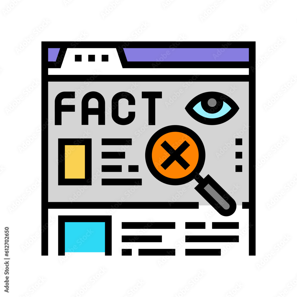 fact check news media color icon vector. fact check news media sign ...
