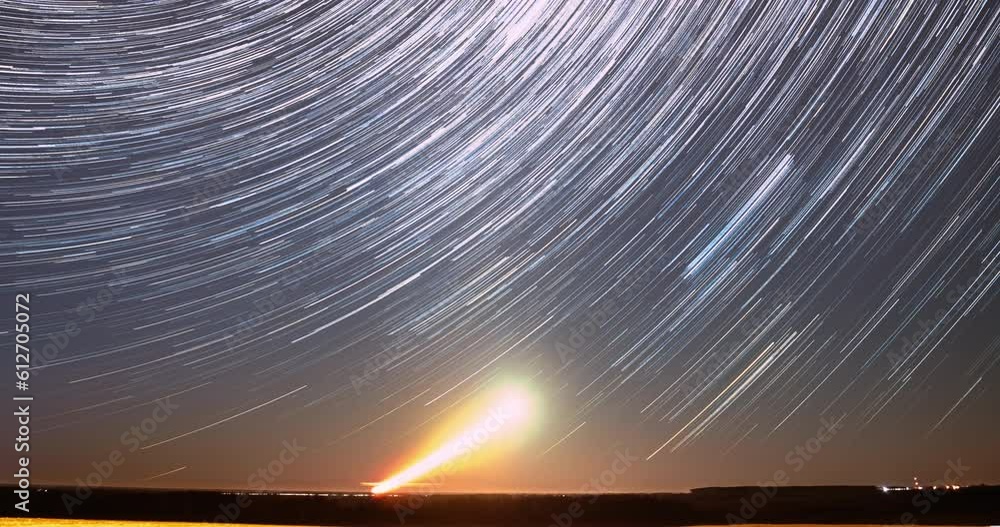 4k Hyperlapse Trails Of Stars. Trace Of Sun. Unusual Amazing Stars ...