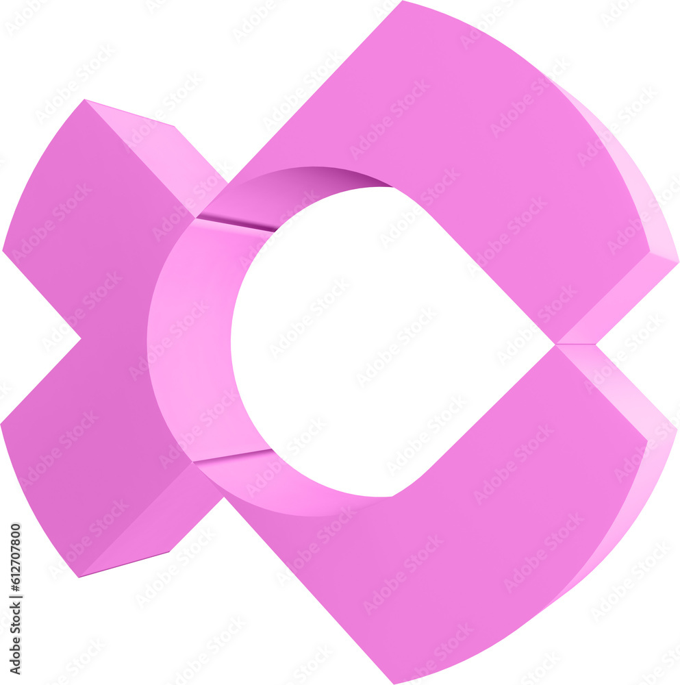 3d illustration render logo in the form of a circle of pink on a ...
