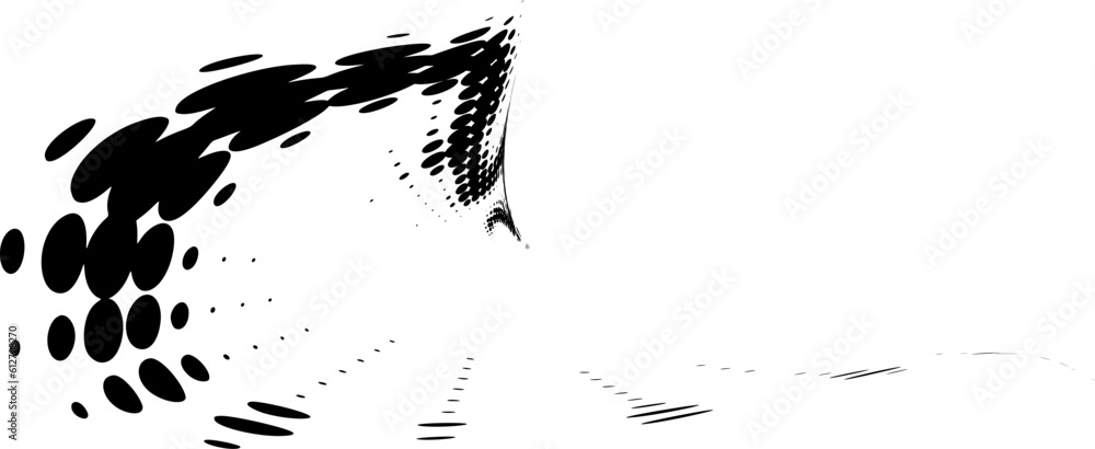 Halftone dotted corner border with convergent radii. Space for copy ...