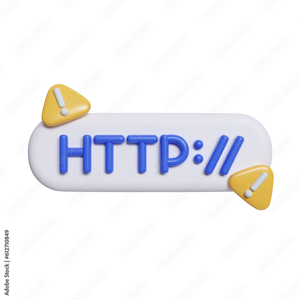 3d http symbol and warning or danger sign. icons about unsafe URLs ...