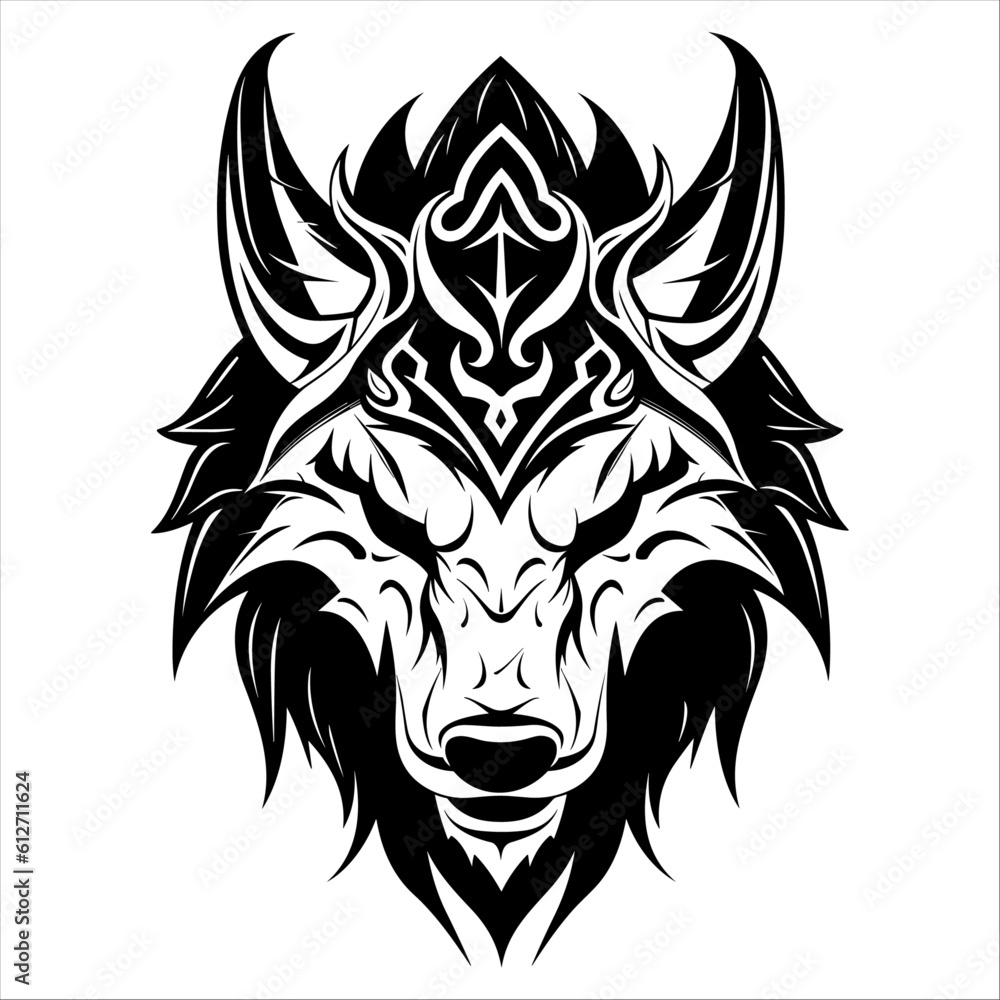Viking Wolf head design for Viking Celtic illustration motive tattoo ...