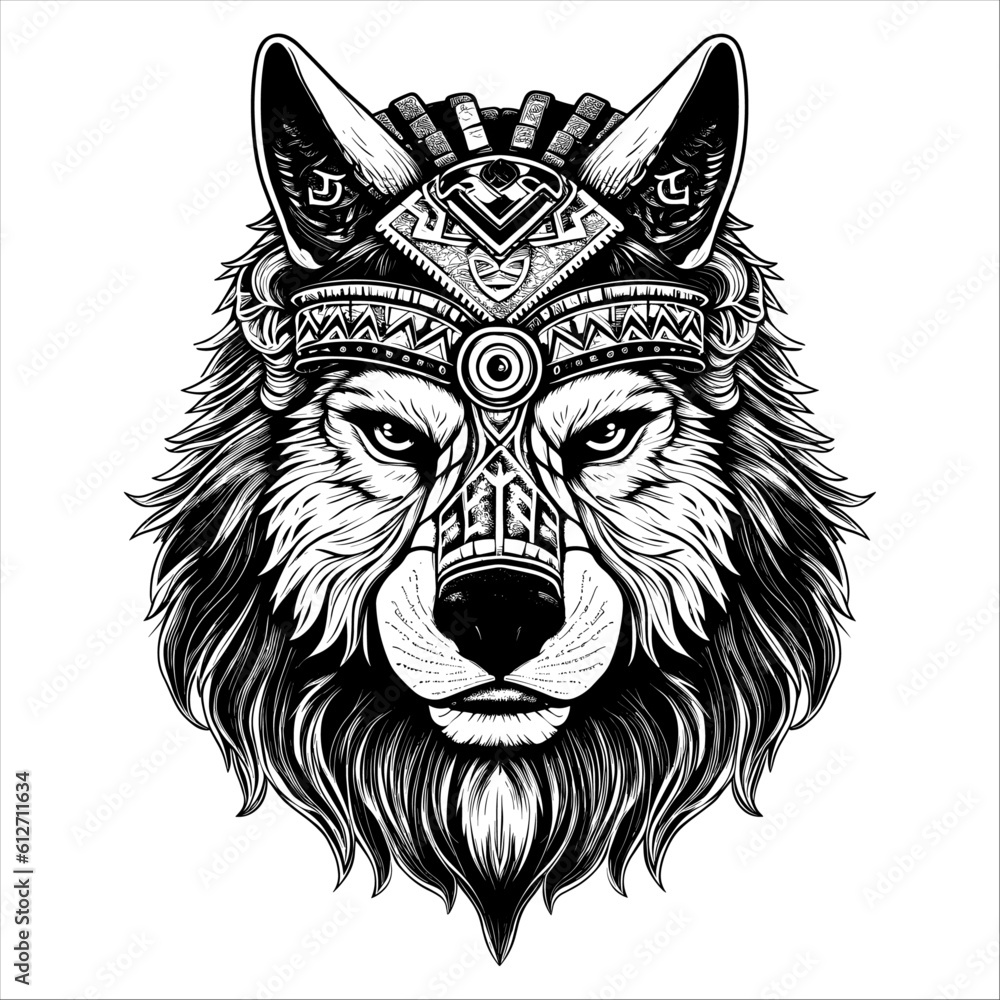 Viking Wolf head design for Viking Celtic illustration motive tattoo ...