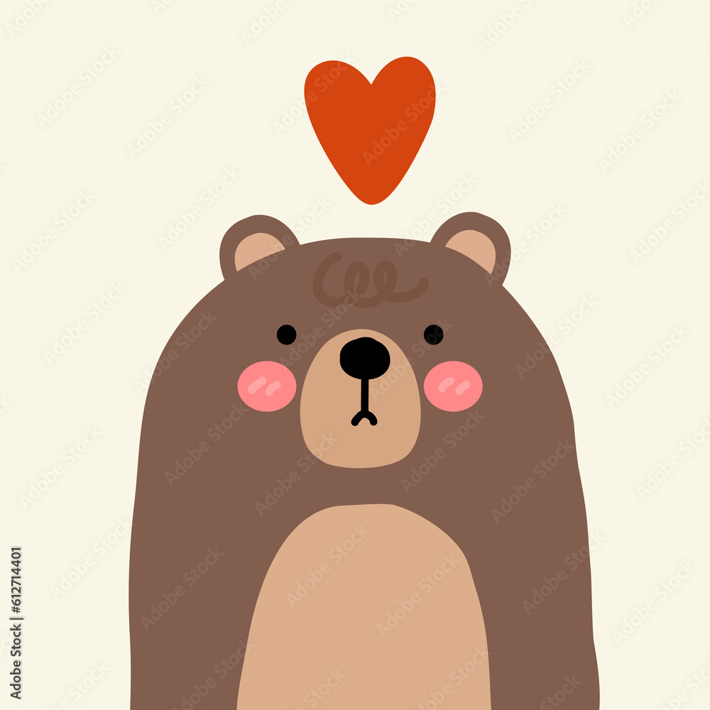 teddy bear with heart cartoon vector. Stock Vector | Adobe Stock
