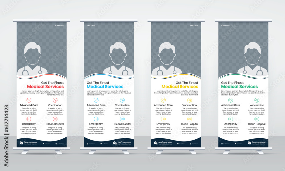 Modern professional medical healthcare roll up banner design, minimal ...