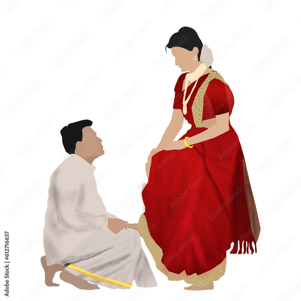 South Indian Wedding Pose Stock Illustration | Adobe Stock