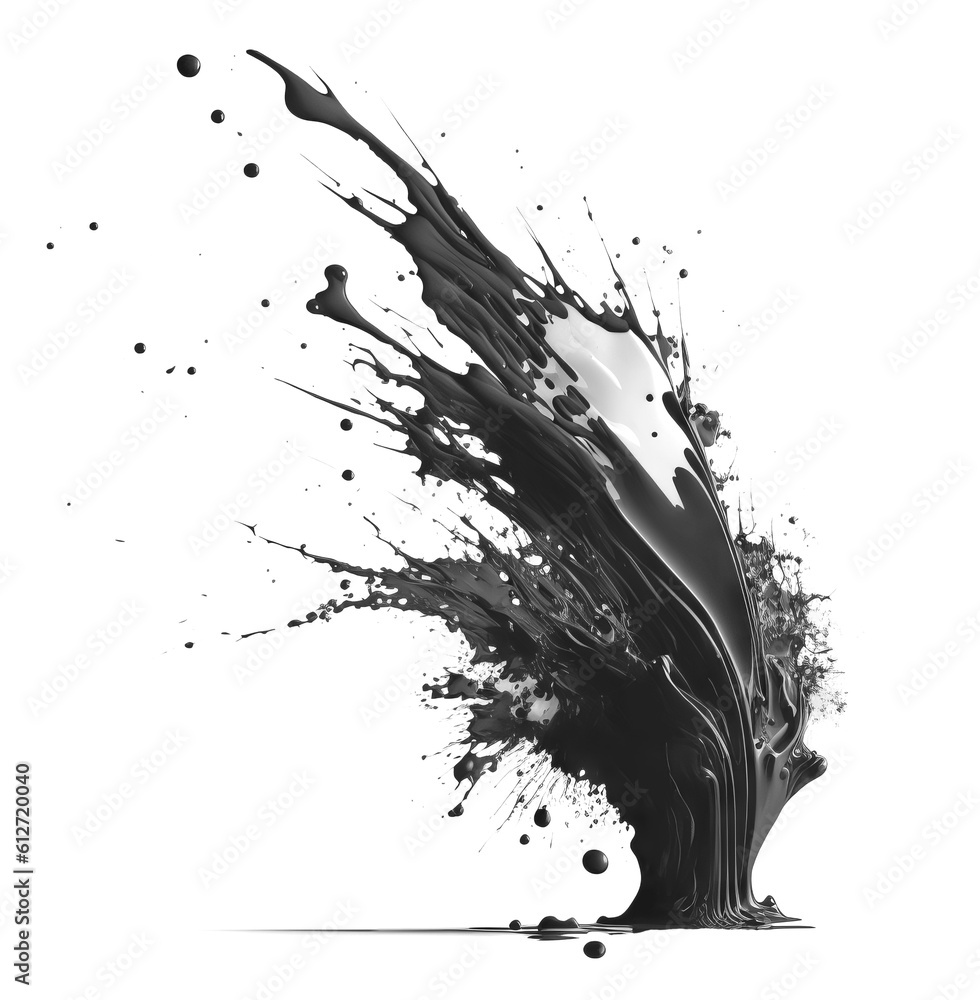 Black paint explosion on empty transparent background. Isolated ...