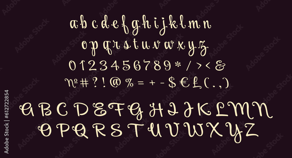 Dark script alphabet set. Vector decorative typography. Decorative ...