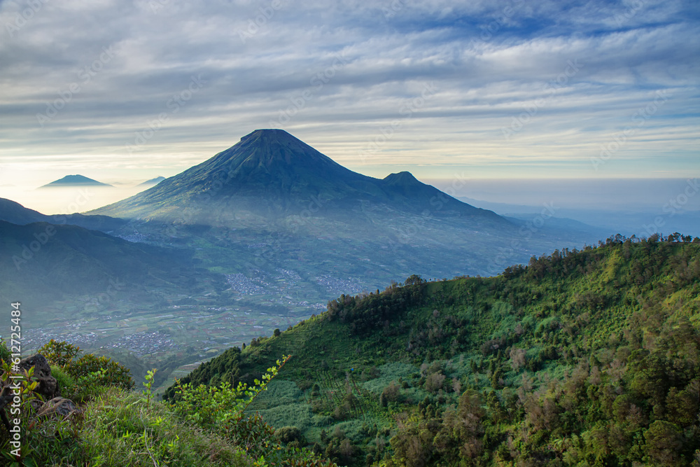 Views of Mount Sindoro & Mount Sumbing On The Top Of Sikunir Hills ...