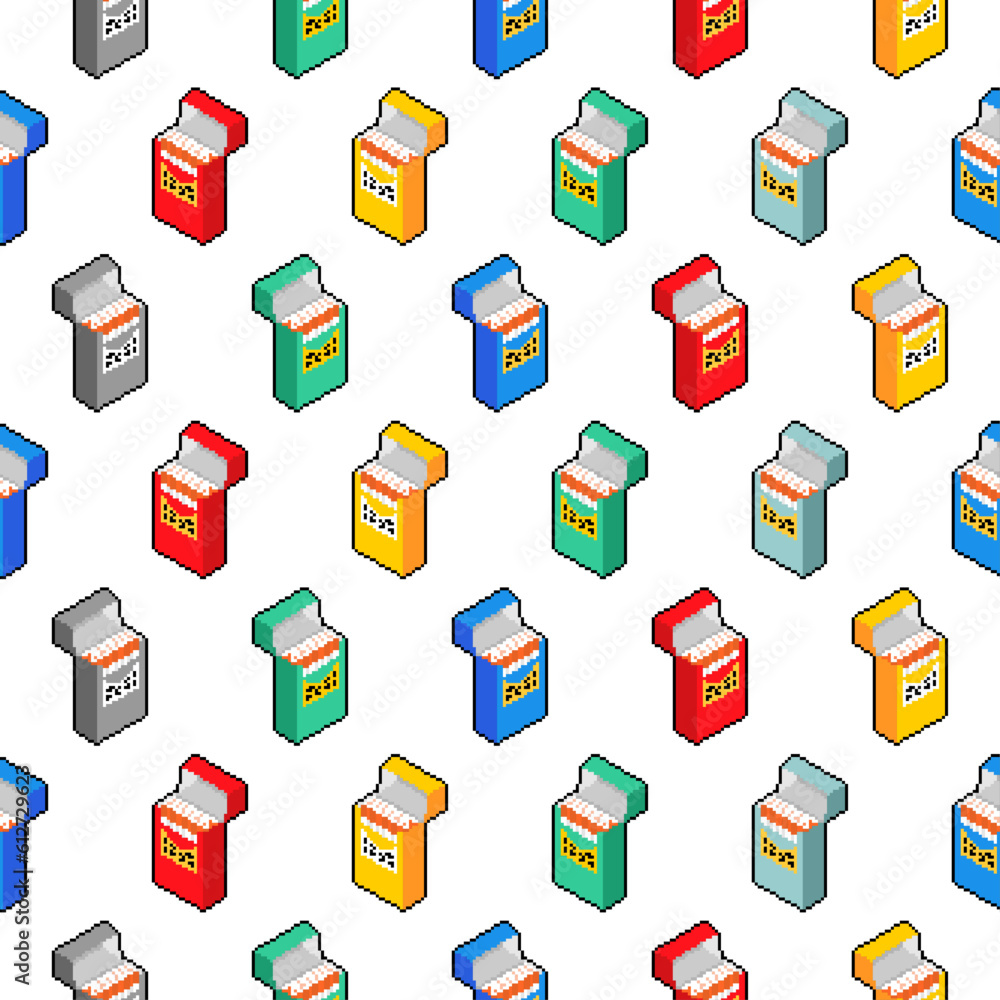 Pack of cigarettes pixel art pattern seamless. 8 bit pixelated ...