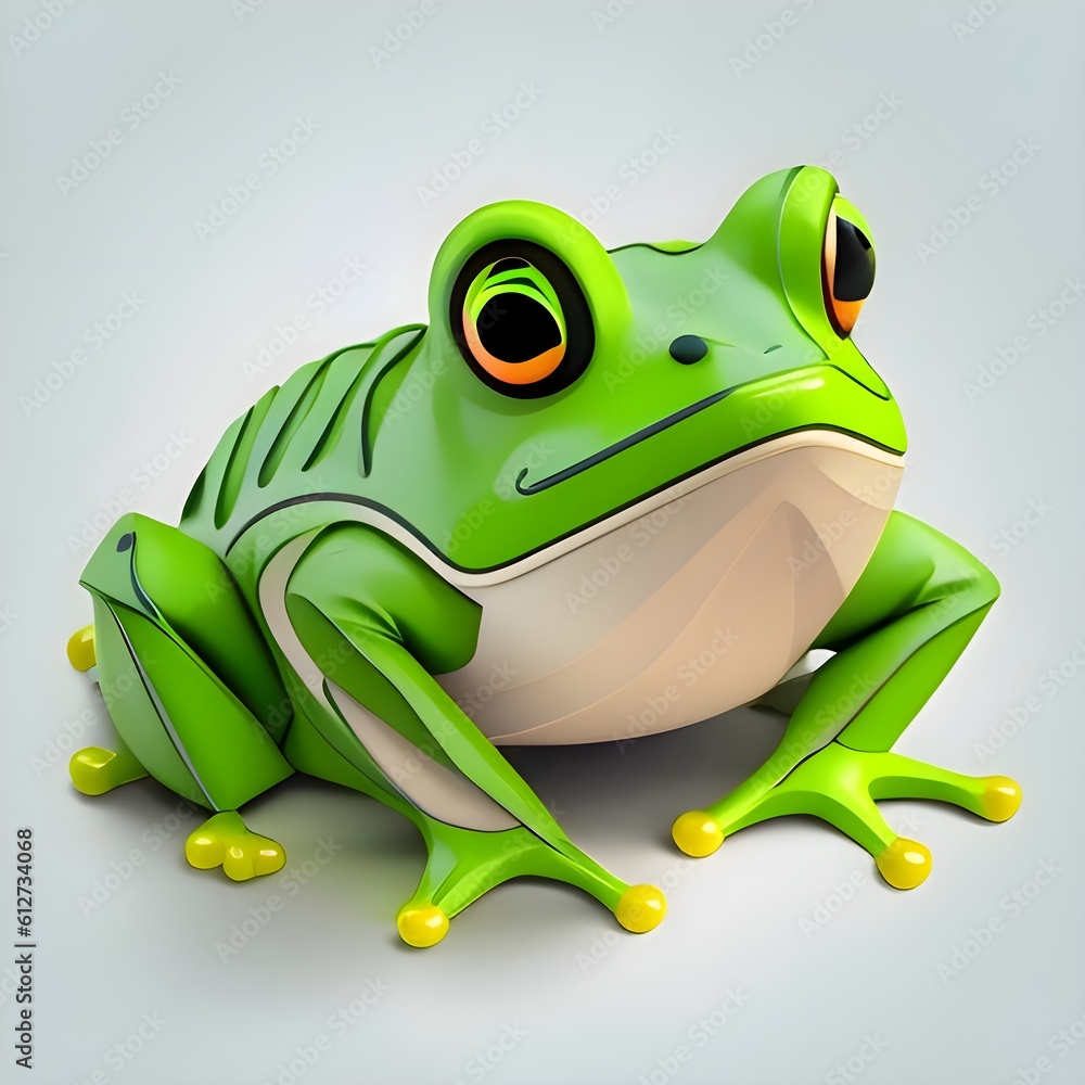 cute green frog with stylized polygon shape isolated on blurred ...