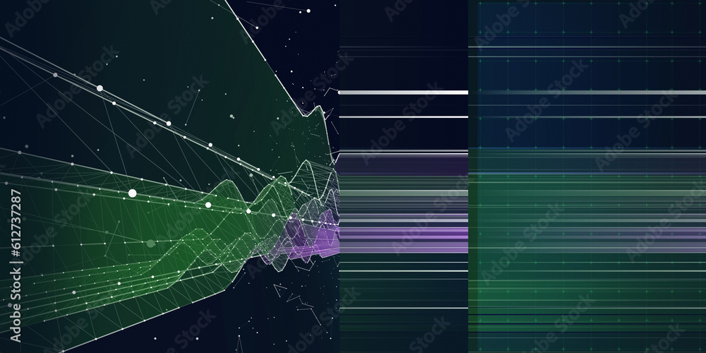 Abstract background white grid in color graph with dots and lines. Technology wireframe ...