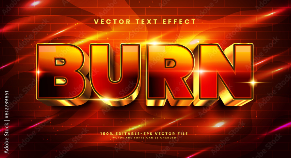 Luxury burn 3d editable vector text effect. Modern concept text effect ...