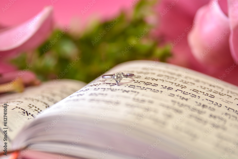 An prayer siddur used by for Jewish woman siddur with flower Stock ...
