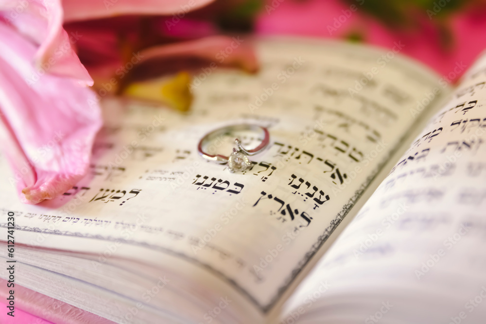 An prayer siddur used by for Jewish woman siddur with flower Stock ...
