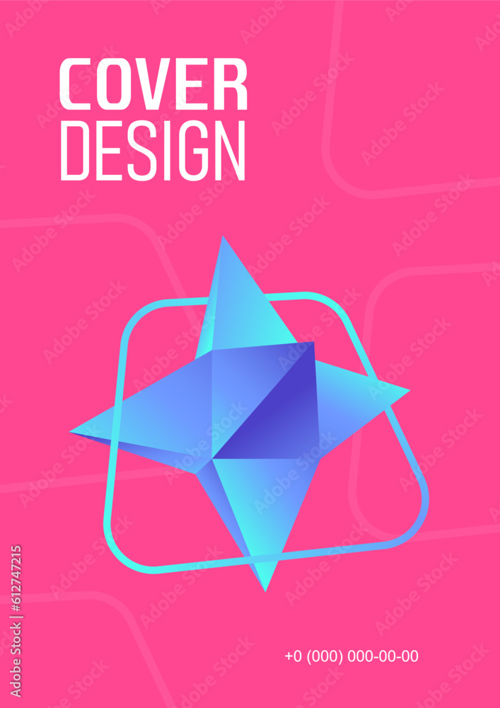 Technology card design template. Poster with flat illustrations and ...