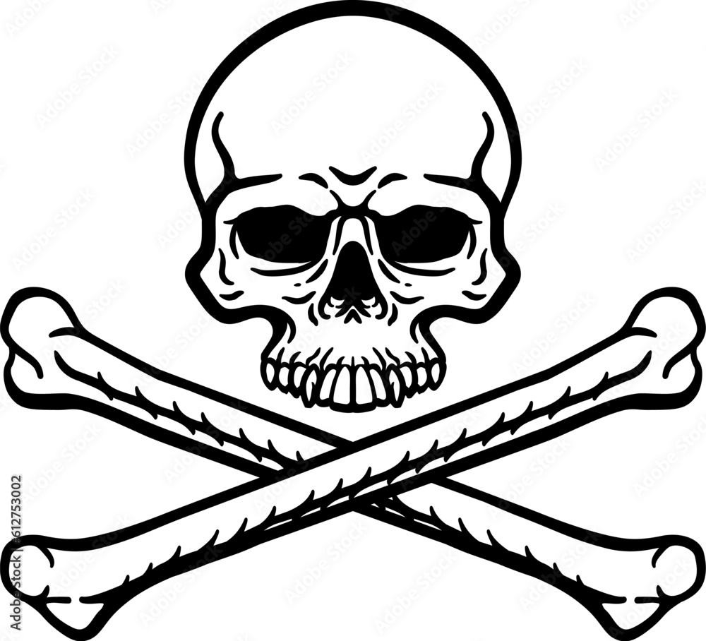 Poster A skull and crossbones pirate jolly roger grim reaper cartoon ...