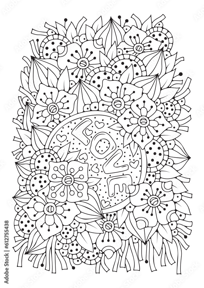 Art therapy. Illustration for coloring. Background with abstract ...