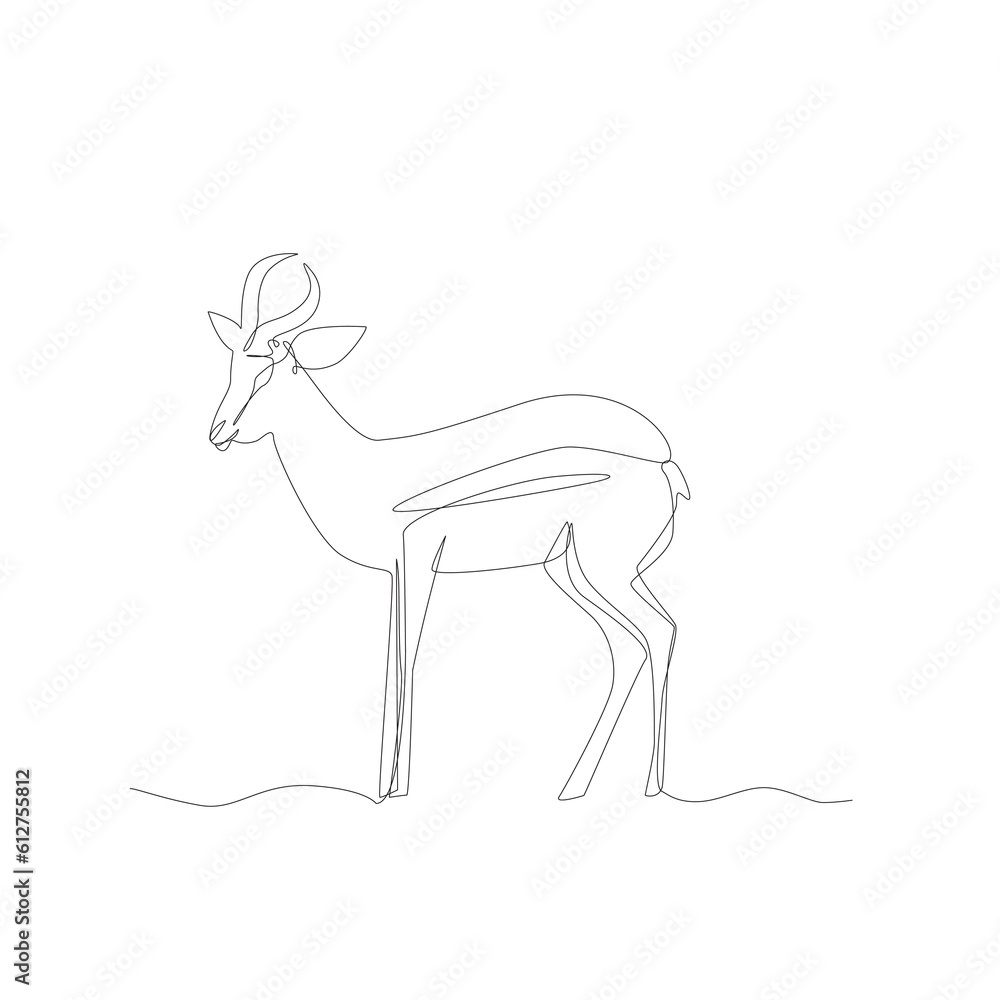 Continuous Thin Line Antelope, Minimalist Impala Drawing, One Line Art ...