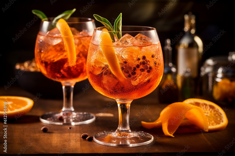 Aperol spritz cocktail against black background, ai generated ...