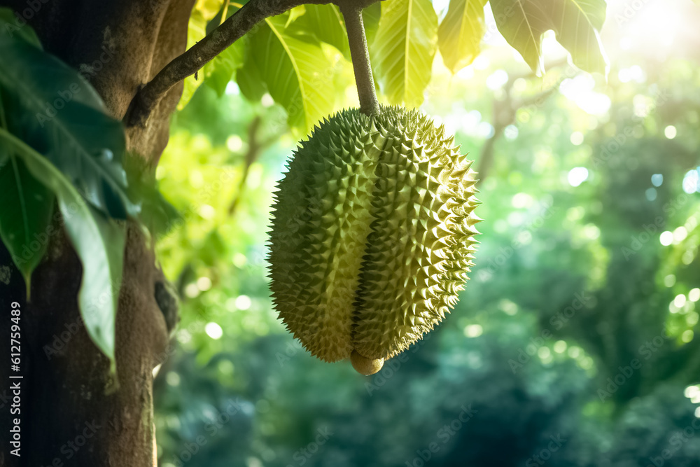 Durian tree in farm. Durians Arranging on The Tree. Durian tree in farm ...