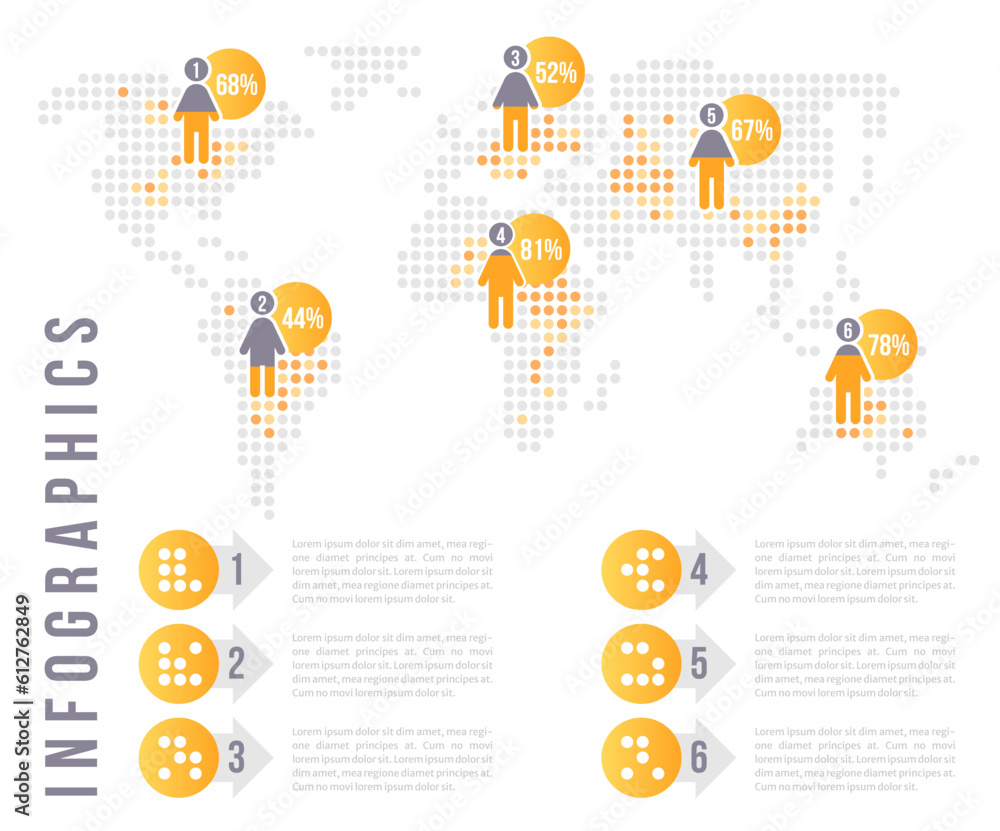 Demographic analysis world map infographic chart design template ...