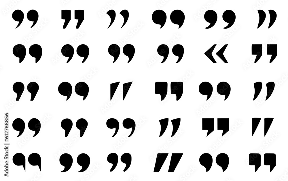 Set of quote mark. Quotes icon vector set. Quotemarks outline, speech ...