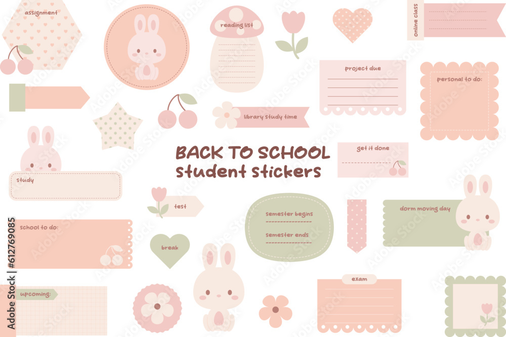 Ready to use student digital stickers. Kawaii stickers for bullet ...