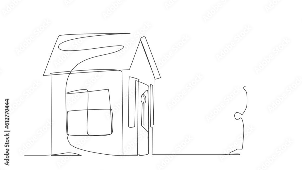 Animated self drawing of continuous line draw robot putting key into ...