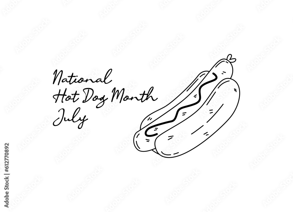 line art of national hot dog day good for national hot dog day ...