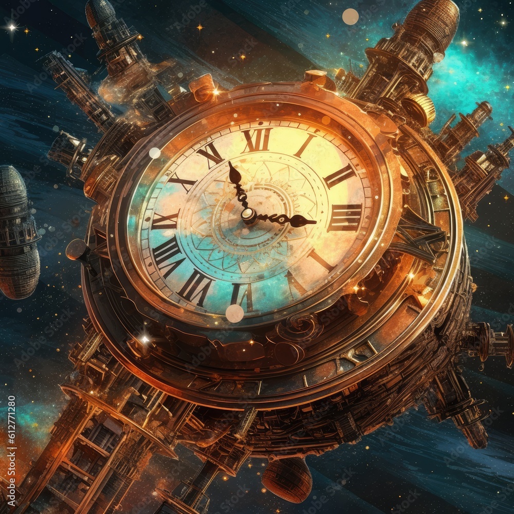 Design composed of chronometer dial and abstract design elements as a ...