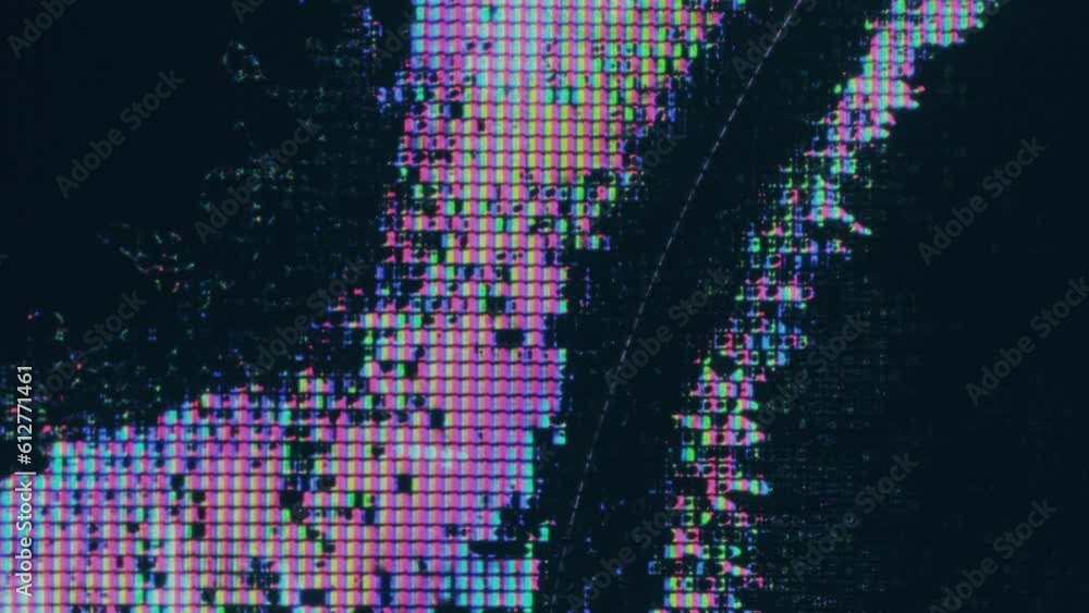 Neon pixel. Iridescent glitch. Pink purple blue color gradient liquid ...