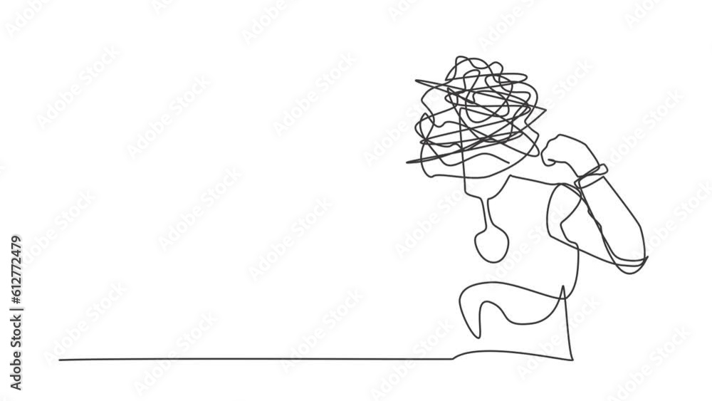 Self drawing animation of single line draw robot with round scribbles ...