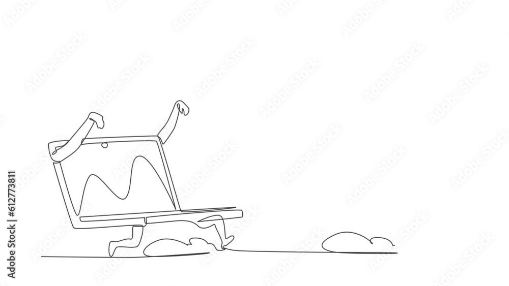 Animated self drawing of continuous line draw stressed robot being ...