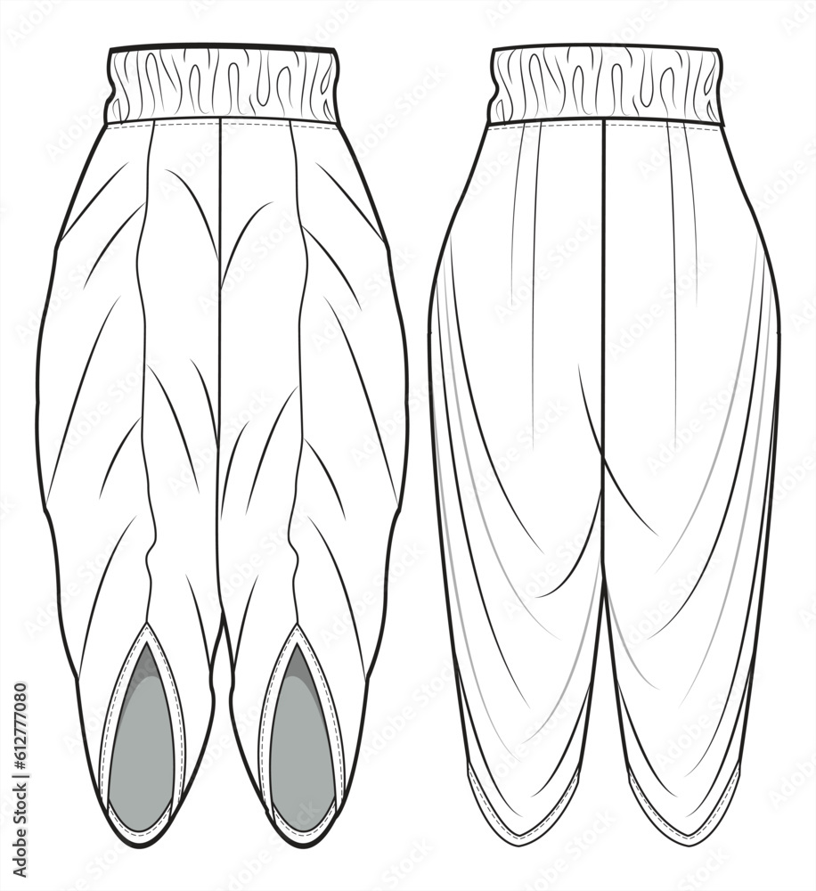 Tulip Pant, Women's Gathered Wrap Release Fit Pant Front and Back View ...